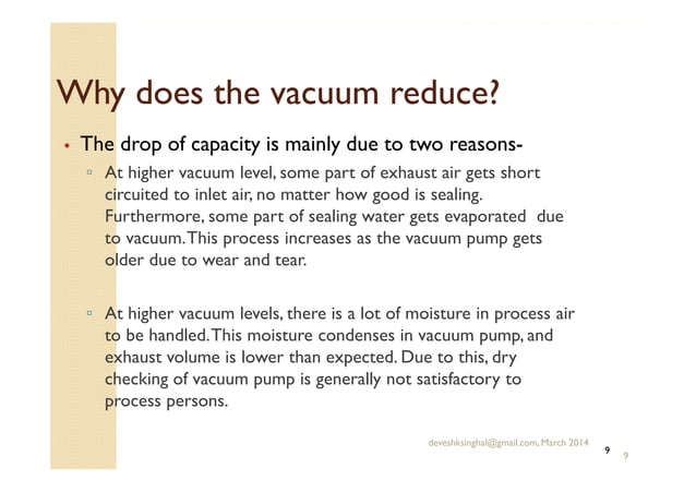 Determination of vacuum pump operational efficiency | PDF
