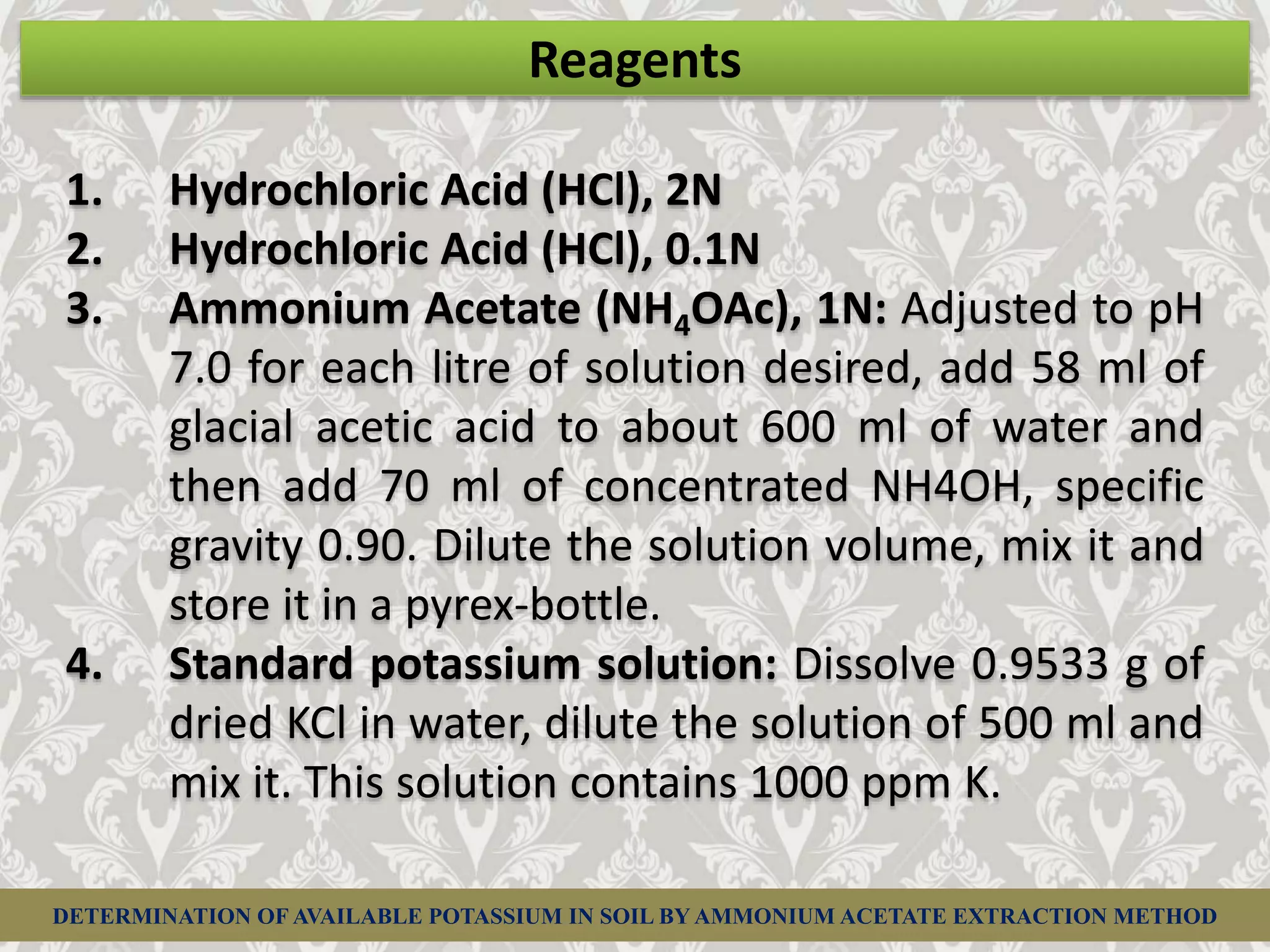 Determination potassium by_ammonium_acetate_extraction_method_zahid_sau_sylhet | PPTX