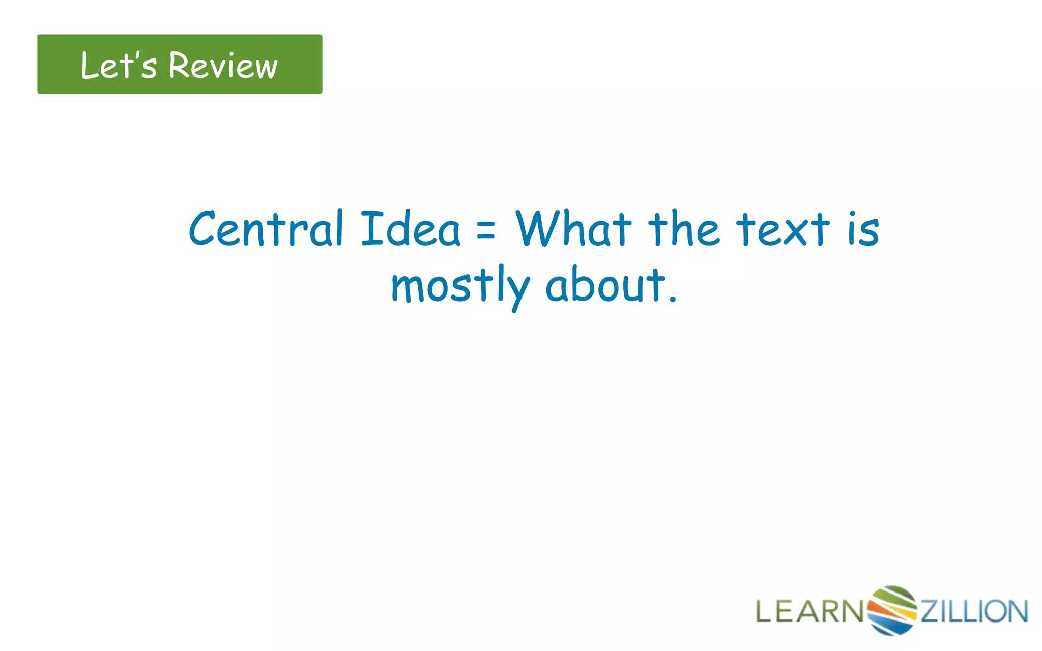 Determine central idea lessonslides pptx | PPTX