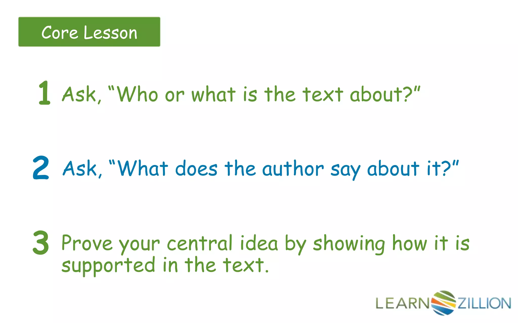 Determine central idea lessonslides pptx | PPTX