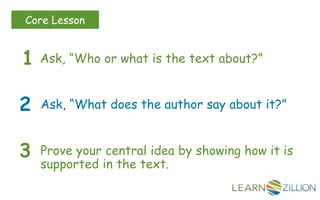 Determine central idea lessonslides pptx | PPTX