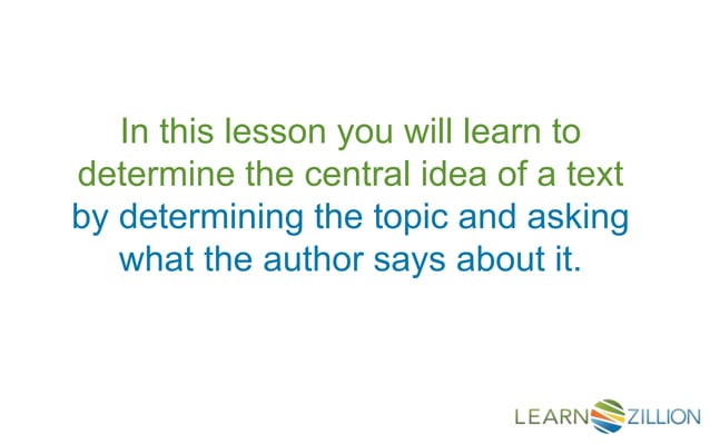 Determine central idea lessonslides pptx | PPTX