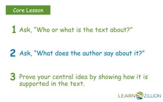 Determine central idea lessonslides pptx | PPTX