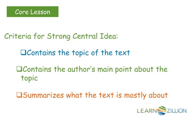Determine central idea lessonslides pptx | PPTX