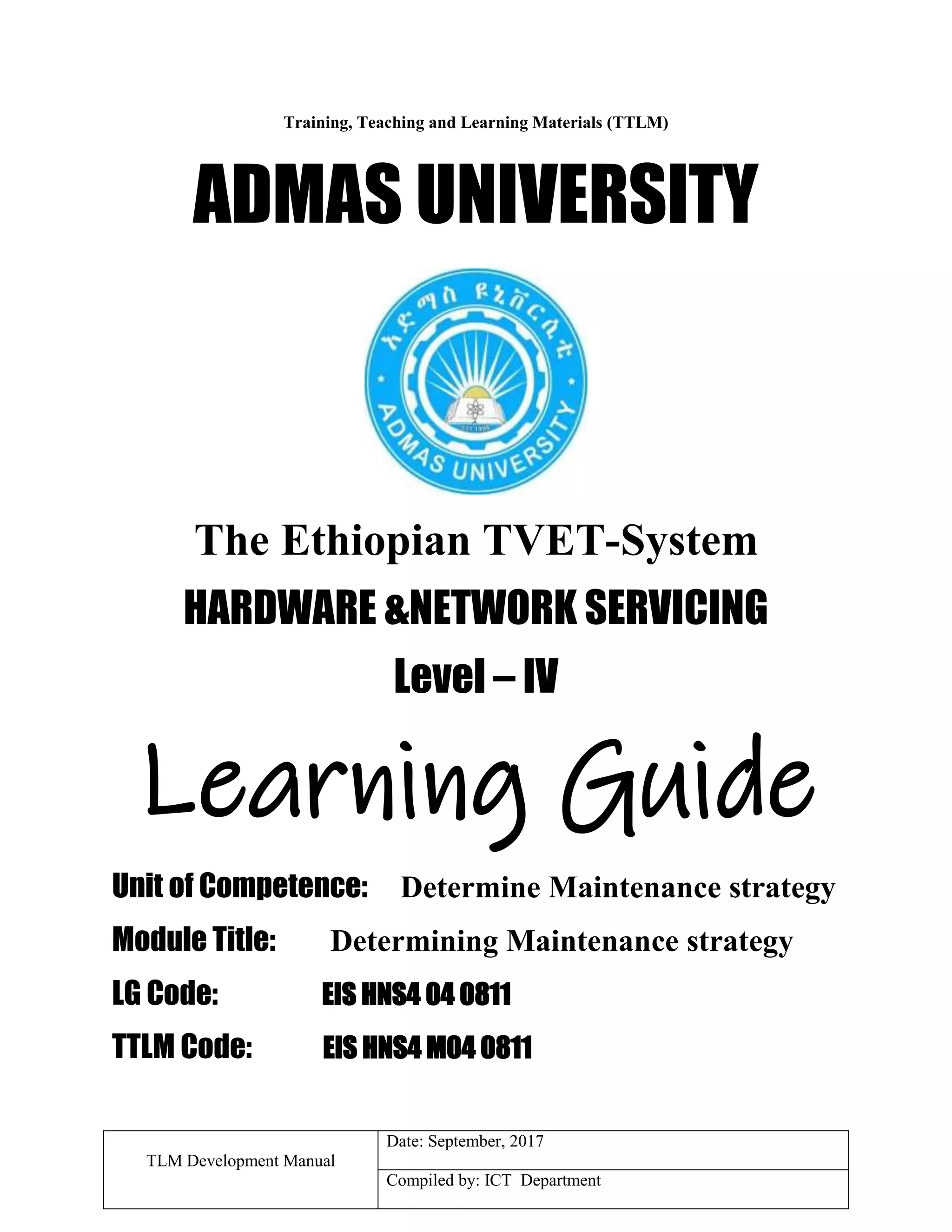 Determine Maintenance strateg.docx
