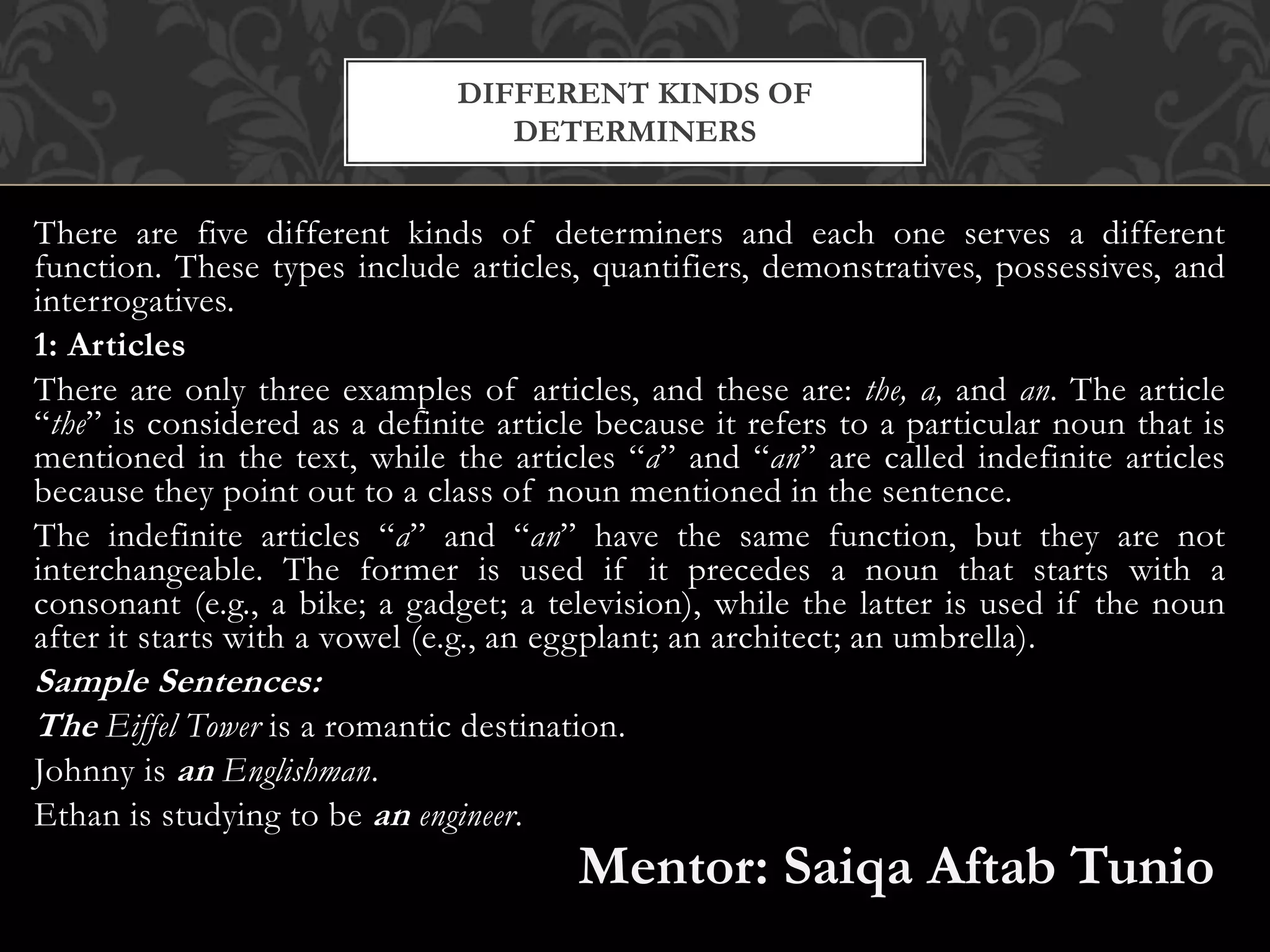 Determiner and its types | PPTX