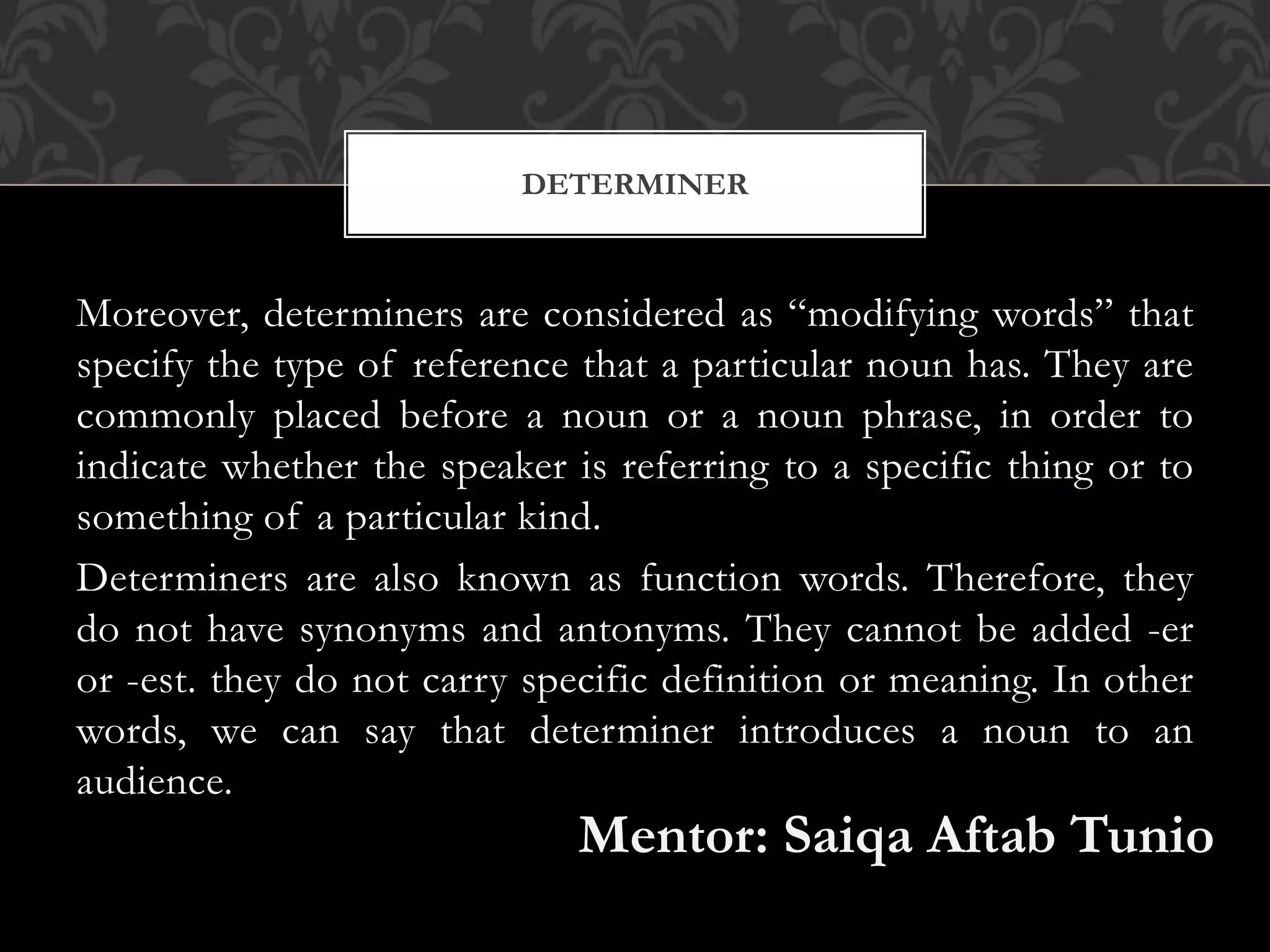 Determiner and its types | PPTX