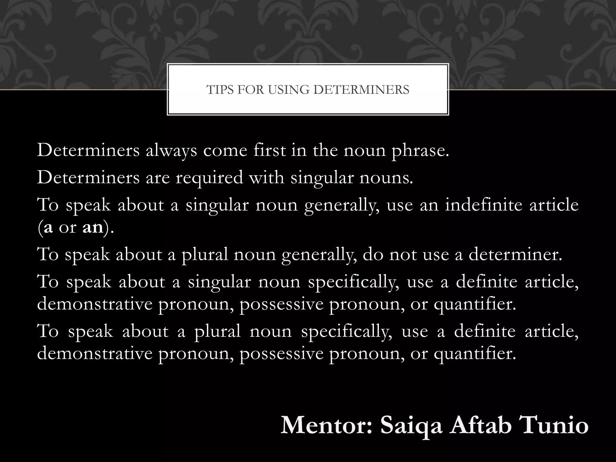 Determiner and its types | PPTX