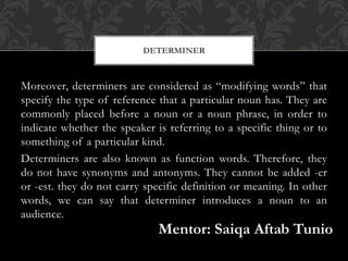 Determiner and its types | PPTX