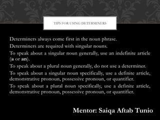 Determiner and its types | PPTX