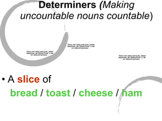 Determiners (countable and uncountable nouns) | PPT