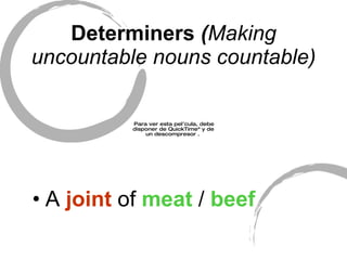 Determiners (countable and uncountable nouns) | PPT