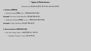 Determiners in English Grammar – Types, Rules & Examples | PDF