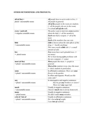 Determiners and pronouns | PDF