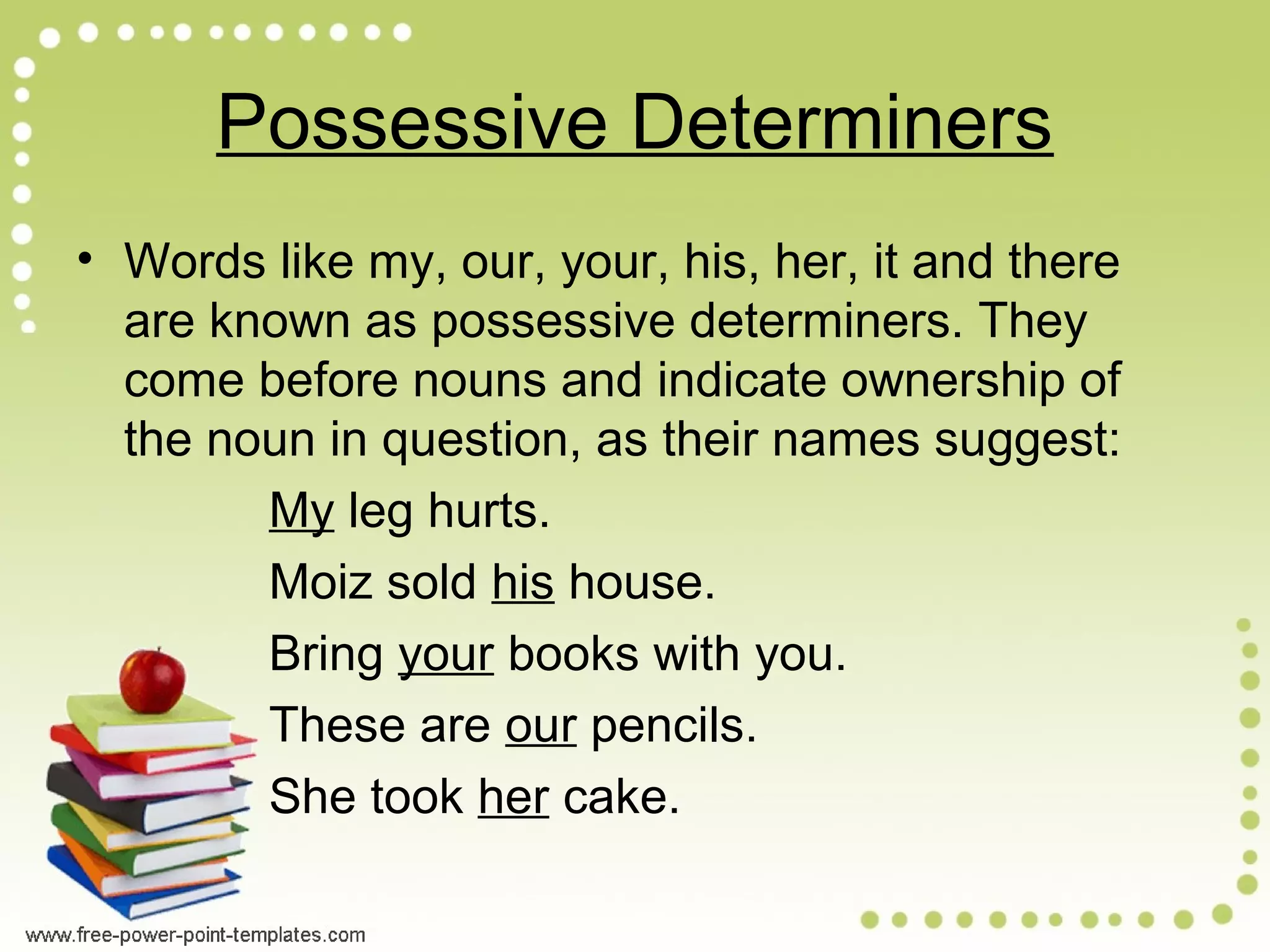 Determiners, articles and quantifiers | PPT