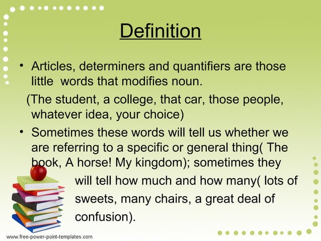 Determiners, articles and quantifiers | PPT