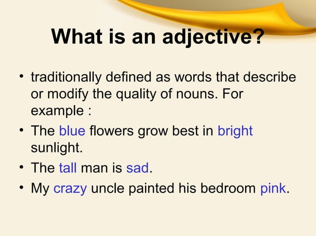 Determiners vs adjectives | PPT