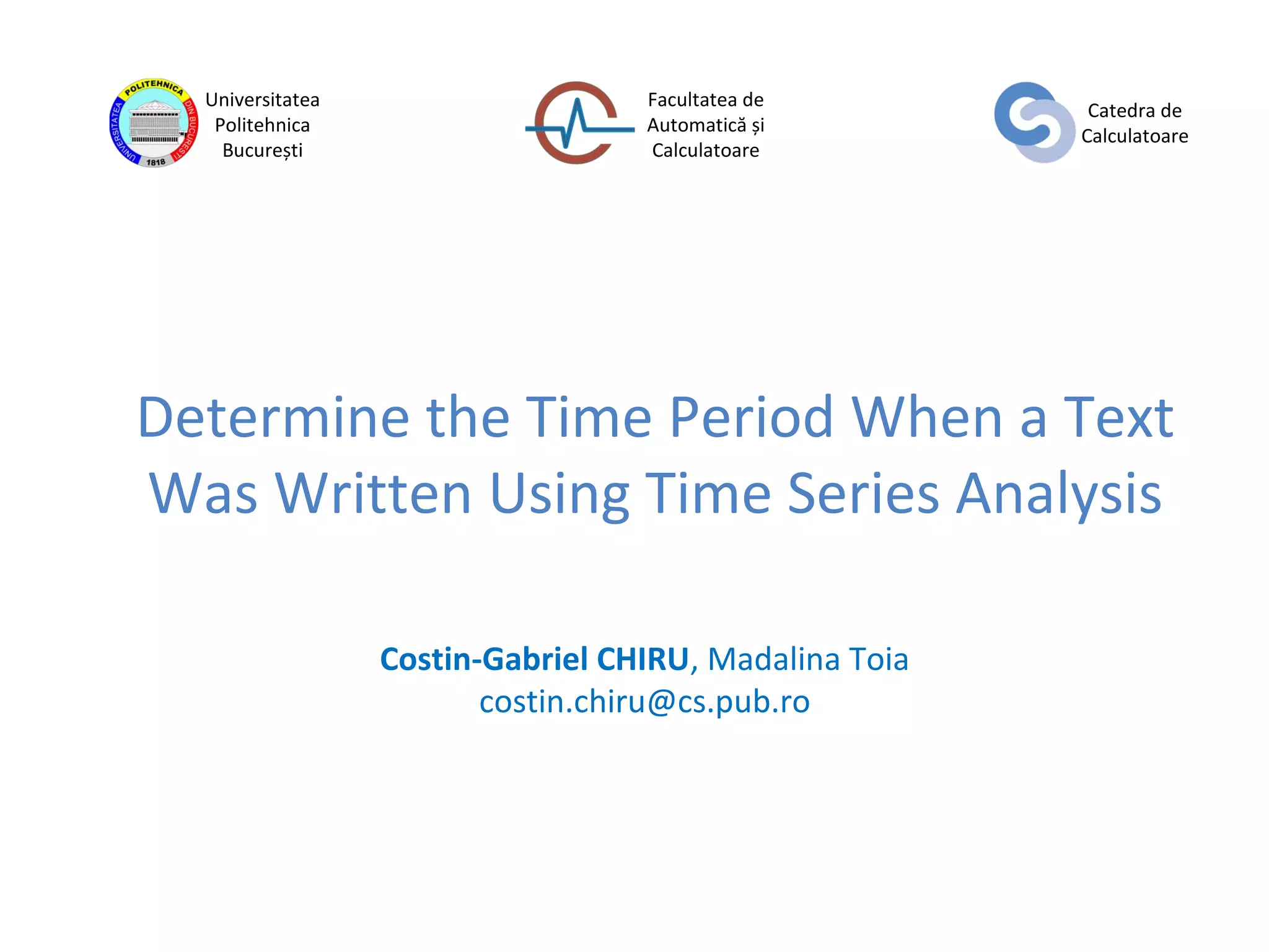 Determine the time period when a text was written using time series ...