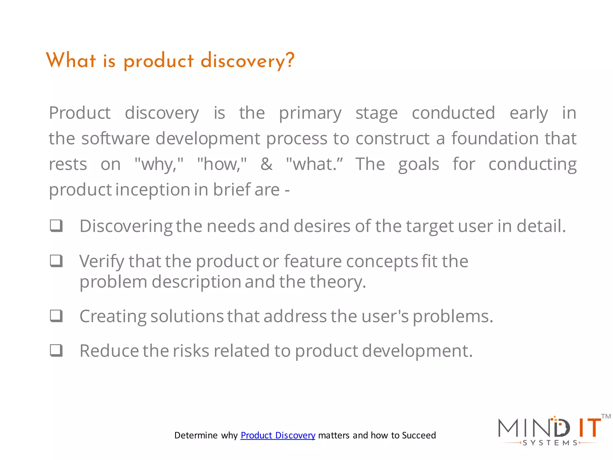 Determine why Product Discovery matters and how to Succeed | PDF