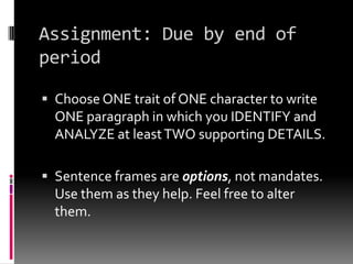 Determing and analyzing character | PPTX