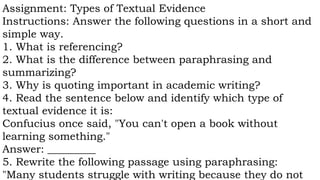 Determining-Textual-Evidence English subjects .pptx