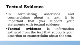 Determining-Textual-Evidence English subjects .pptx