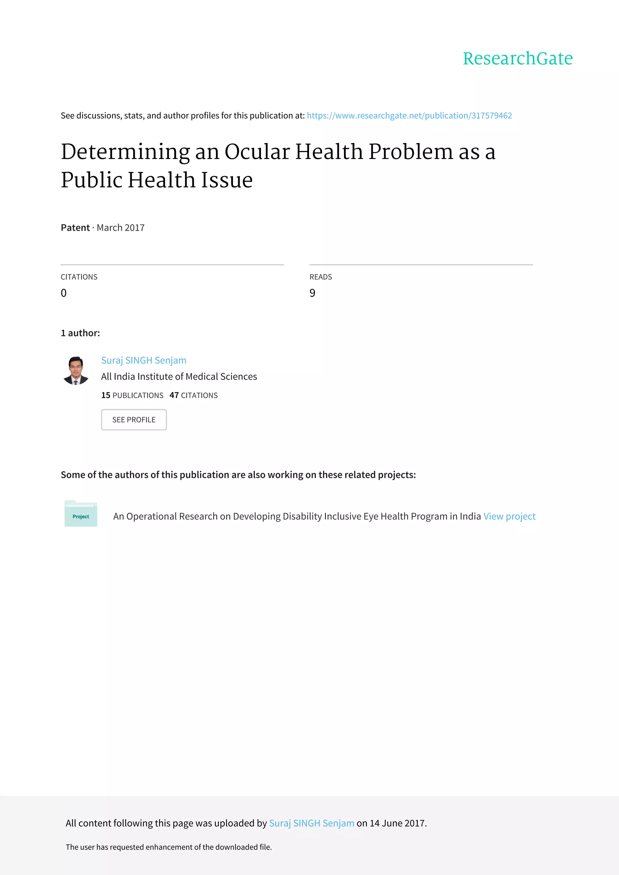 Determining an ocular health problem as a public health issue | PDF