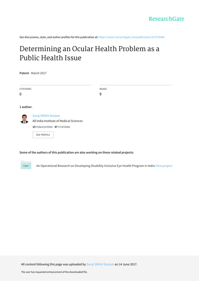 Determining an ocular health problem as a public health issue | PDF