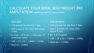Determining appropriate caloric intake for an amputee | PPSX