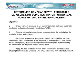 Determining Compliances With PEL Using Respirator for Normal Workshift ...
