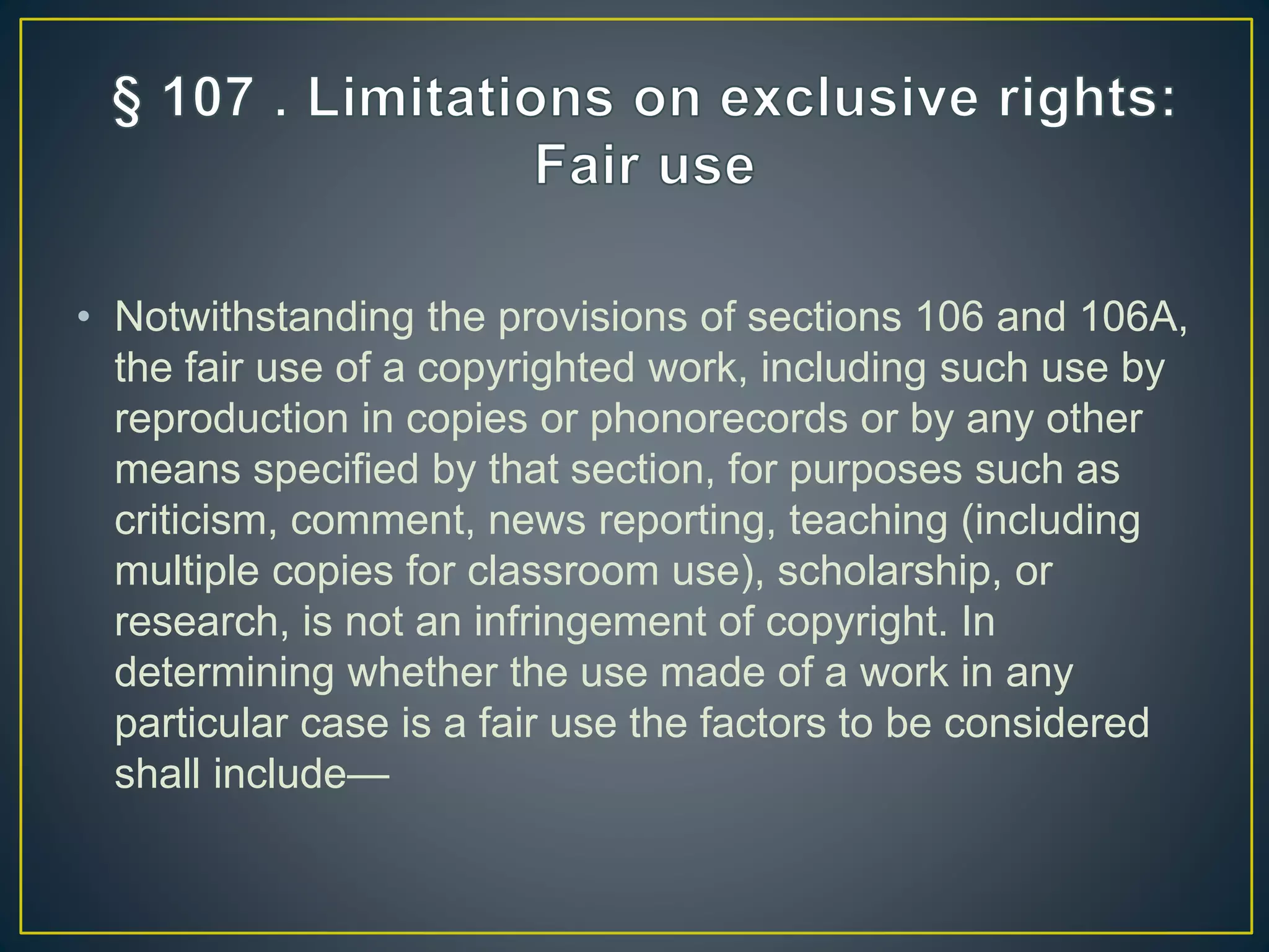 Determining fair use | PPTX | Law