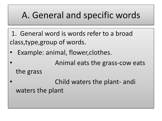 Determining General And Specific Words | PPTX | Medical Health