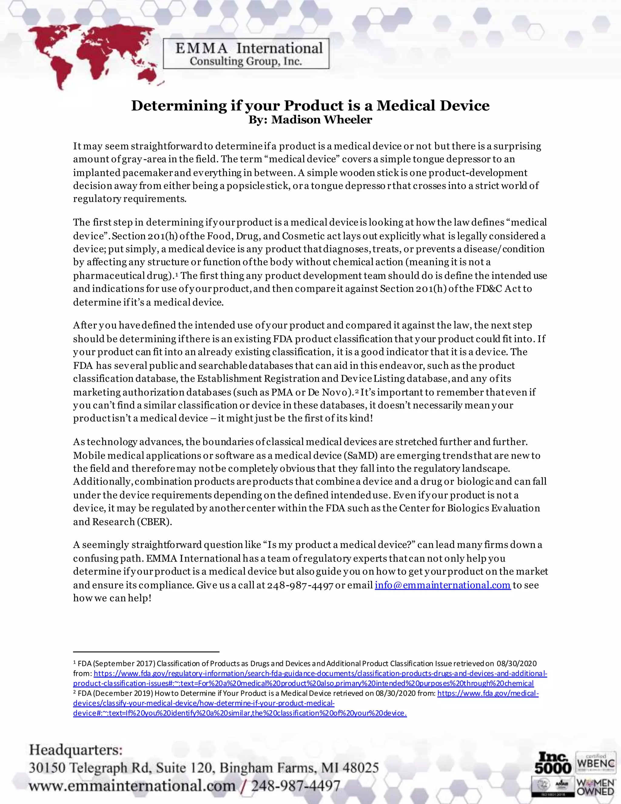 Determining if Your Product is a Medical Device | DOCX