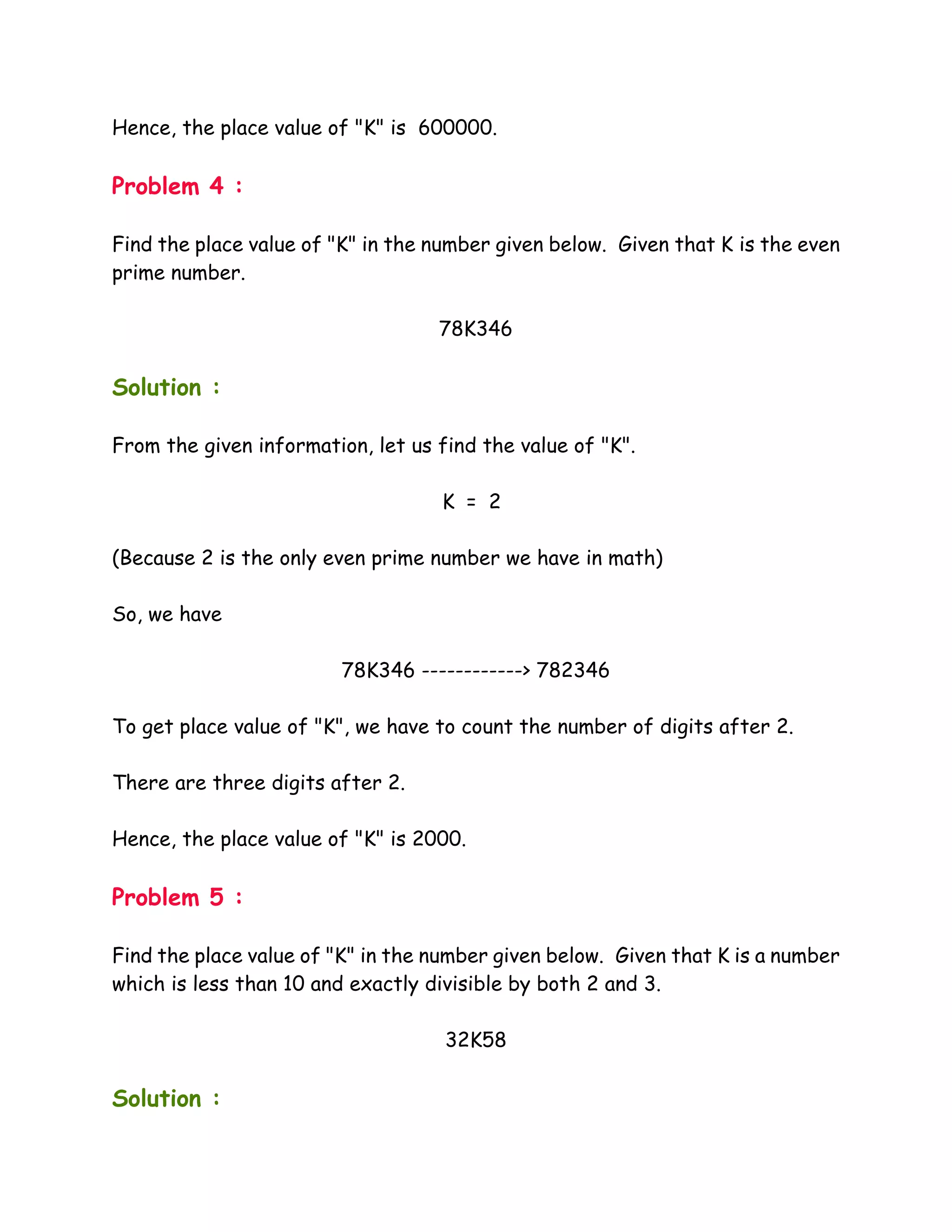 Determining place value, value and face value | PDF