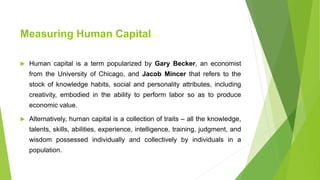 return on investment(ROI), determining costs, measuring human capital | PPT