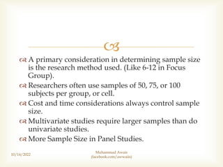 Determining Sample Size, Sampling Error and Sample Weightage - Mass ...