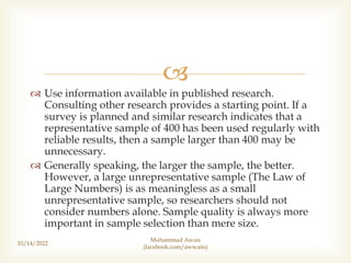 Determining Sample Size, Sampling Error and Sample Weightage - Mass ...