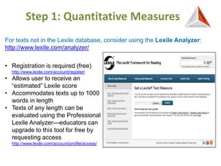 Determining text complexity 4 step process | PPT