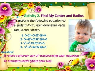 Determining the center and the radius of a circle | PDF