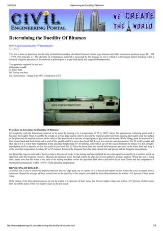 Determining the ductility of bitumen | PDF