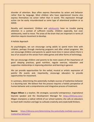 Determining The Potentially Multiple Sources Of Inattentive Behavior | PDF