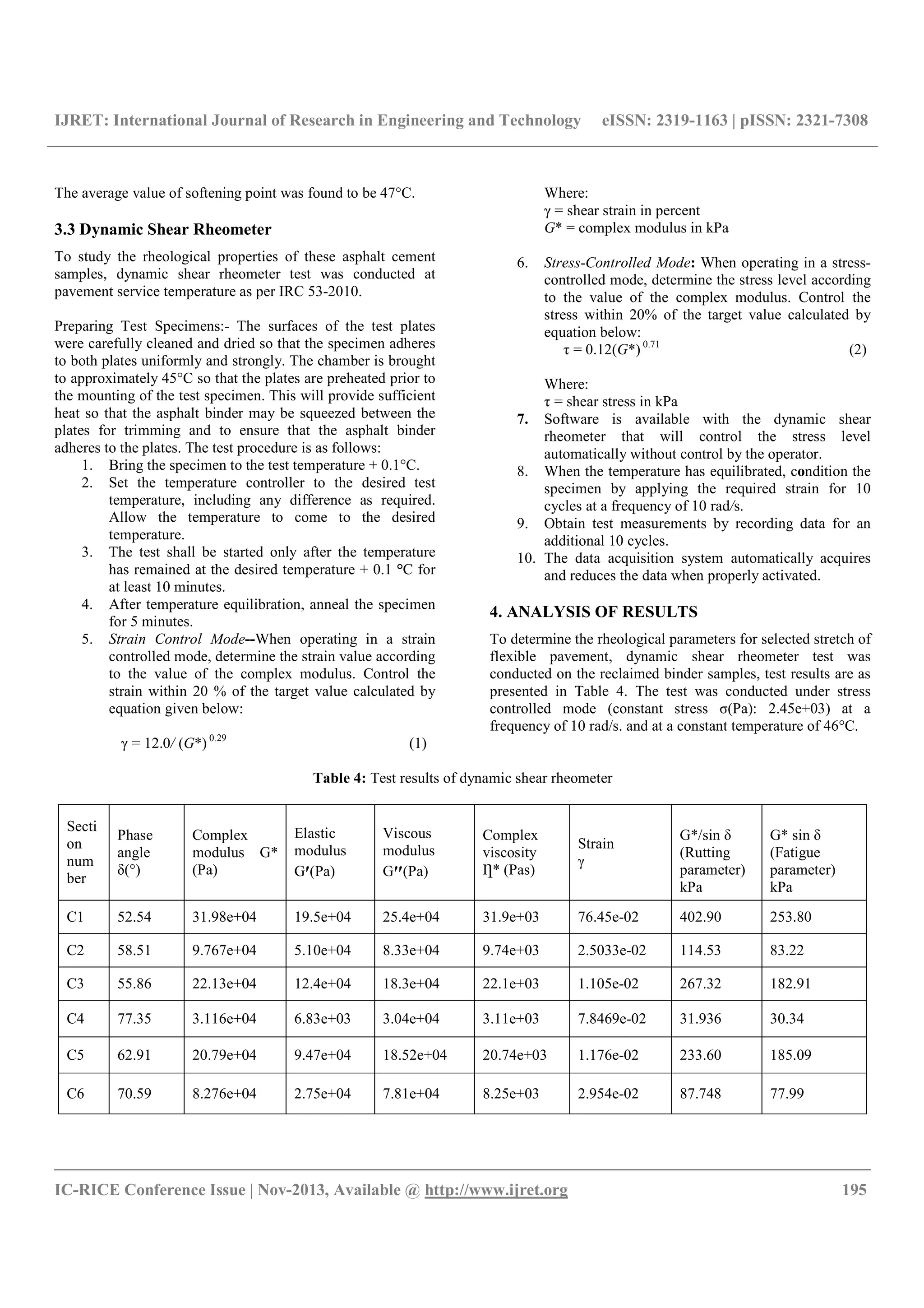 Determining The Rheological Properties Of Asphalt Binder Using Dynamic Shear Rheometer Dsr For