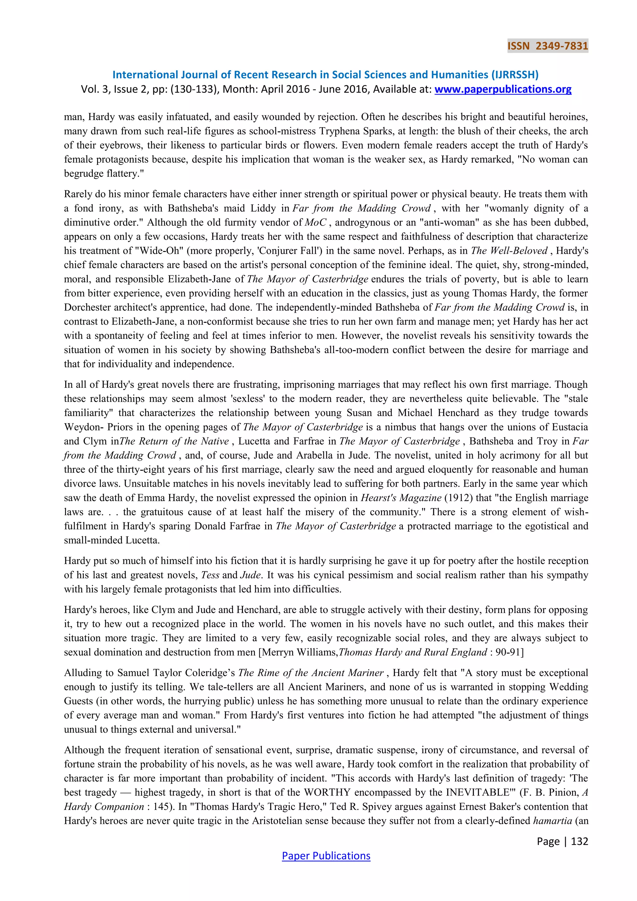 Determinism and Pessimism in the Novels of Thomas Hardy | PDF