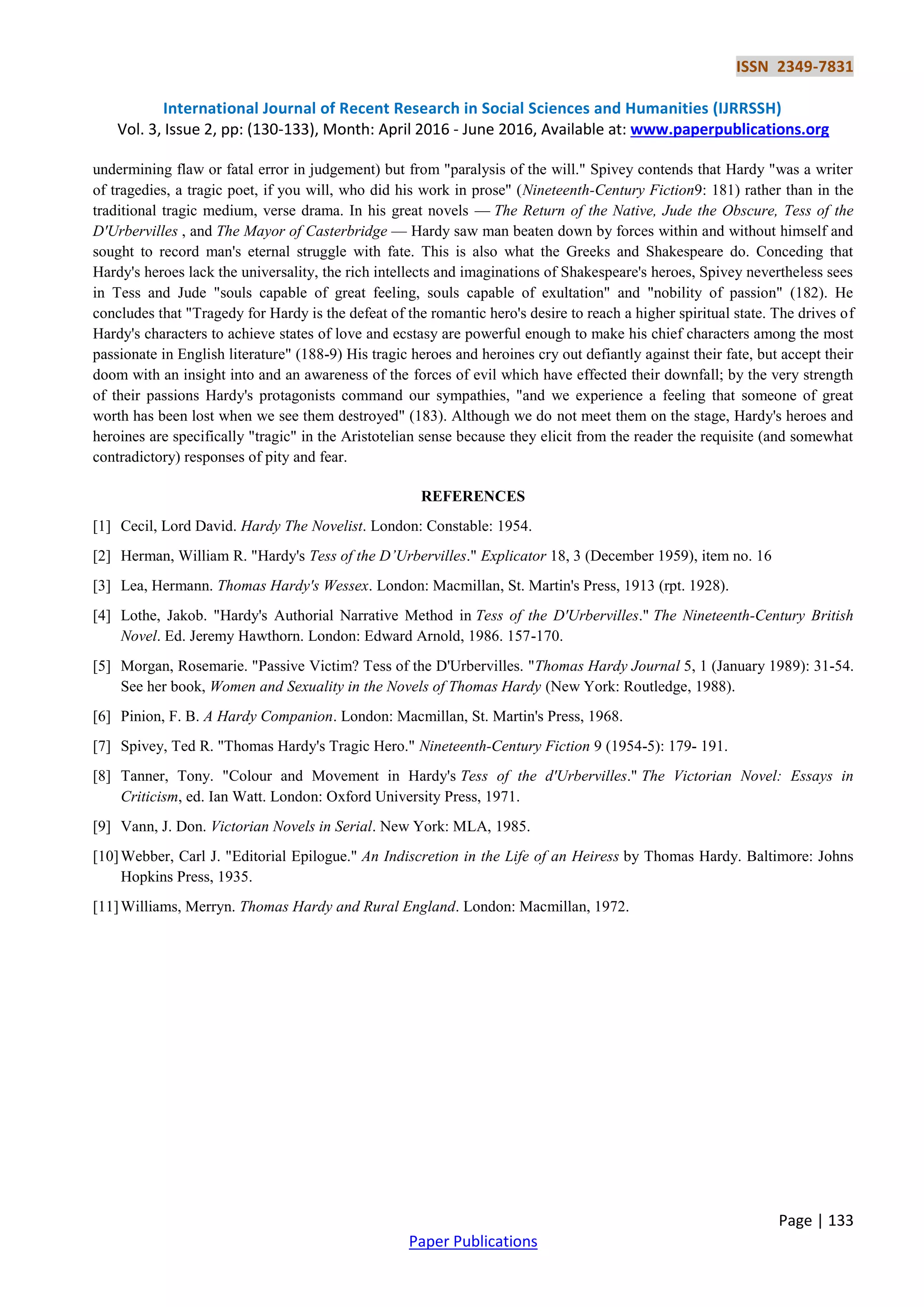 Determinism and Pessimism in the Novels of Thomas Hardy | PDF