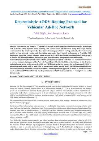 Deterministic AODV Routing Protocol for Vehicular Ad-Hoc Network | PDF