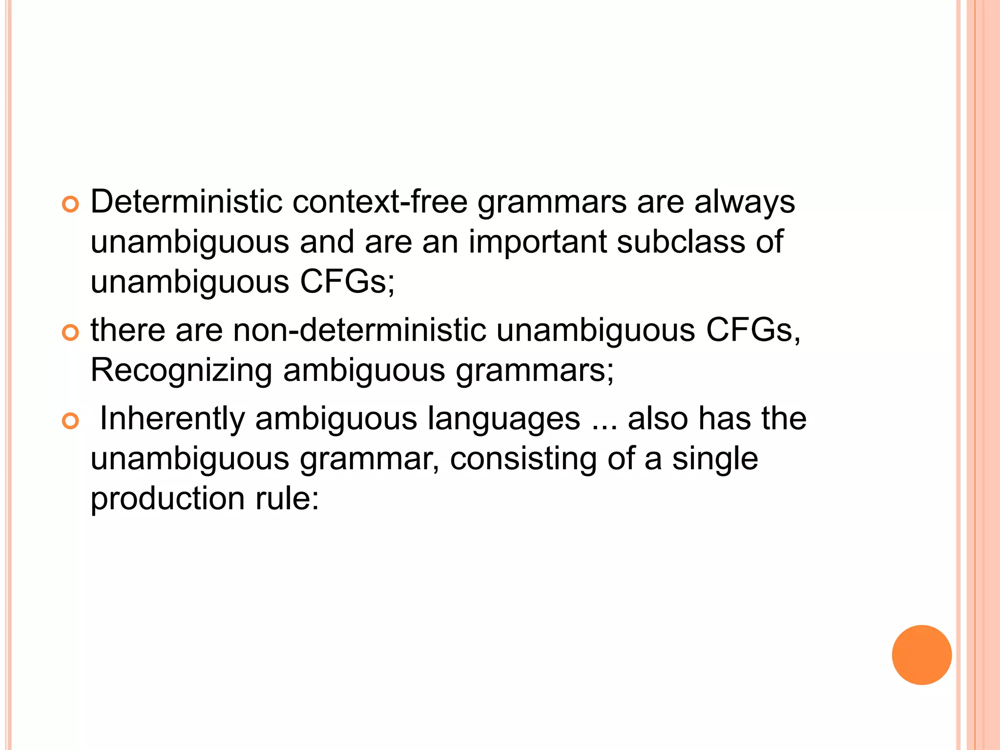 Deterministic context free grammars &non-deterministic | PPTX