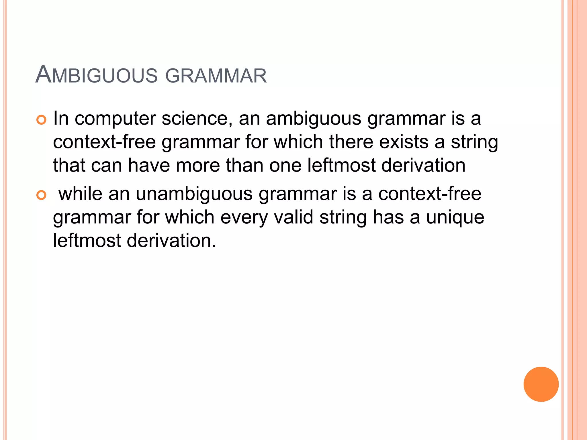Deterministic context free grammars &non-deterministic | PPTX