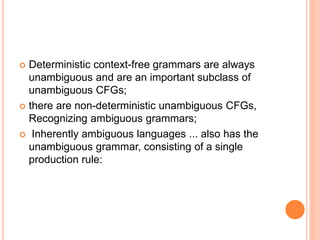 Deterministic context free grammars &non-deterministic | PPTX