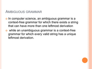 Deterministic context free grammars &non-deterministic | PPTX