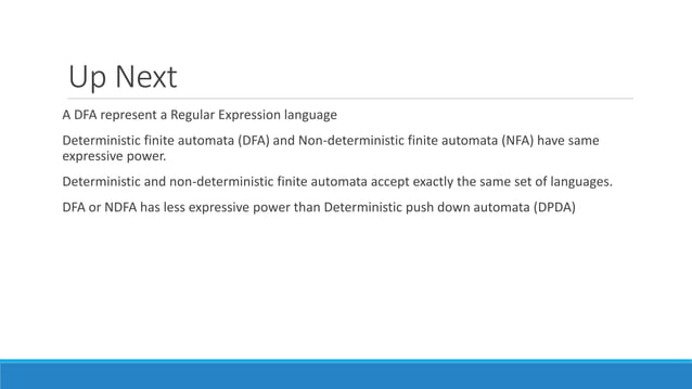 Deterministic Finite Automata Dfa